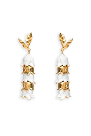 LAVANI JEWELS Lirium Drop Earrings - White