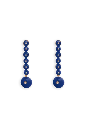 LAVANI JEWELS Hibiscus Drop Earrings With 22k Plating - Blue
