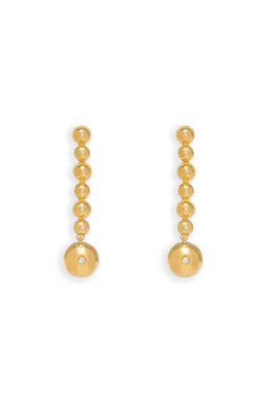 LAVANI JEWELS Hibiscus Drop Earrings With 22k Plating - Gold