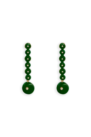 LAVANI JEWELS Hibiscus Drop Earrings With 22k Plating - Green