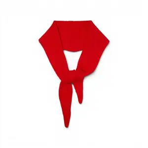 LOOM & COVE 100% Cashmere Ribbed Triangle Scarf - Red