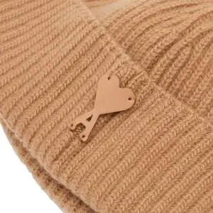 AMI Paris Merino Wool Beanie - Camel