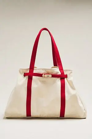 Anthropologie Slouchy Canvas Tote Bag - Red
