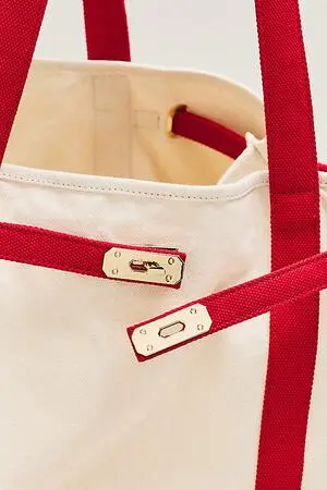 Anthropologie Slouchy Canvas Tote Bag - Red