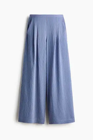 H&m Straight-leg Pleated Trousers With Elasticated Waist