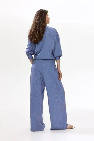 H&m Straight-leg Pleated Trousers With Elasticated Waist