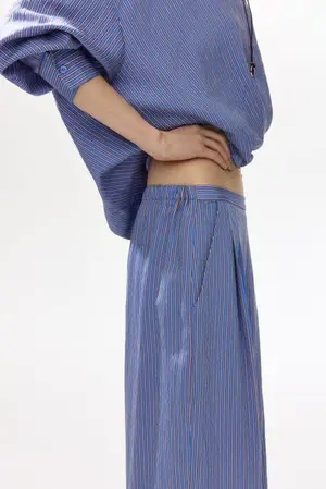 H&m Straight-leg Pleated Trousers With Elasticated Waist