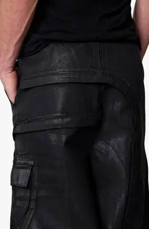 Mnml Waxed Oversize Cargo Pants - Black