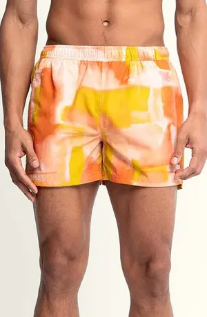 AUTO-REPLY™ Sebastian Solid 4-inch Nylon Swim Trunks - Sol/orange