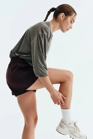 H&m Double-layered Sports Shorts - Chocolate Plum