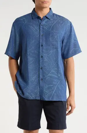 KAHALA Electric Fern Short Sleeve Shirt Navy