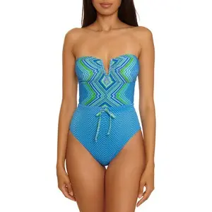 BECCA By Rebecca Virtue Sunrise Strapless One-piece Swimsuit With Tie Waist - Multi