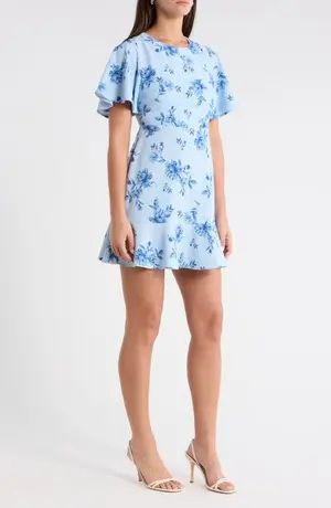 SUGARLIPS Floral Print Ruffle Hem Dress