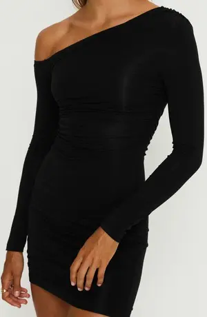 Princess Polly Beller Ruched One-shoulder Long Sleeve Minidress