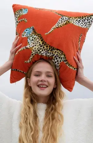 SUNDAY CITIZEN Small Leaping Leopard Accent Pillow