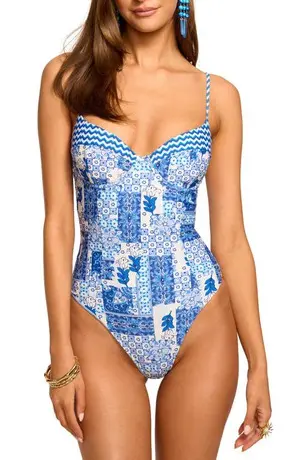 Ramy Brook Ramy Brook Jayda Print Underwire One-Piece Swimsuit Ocean Combo