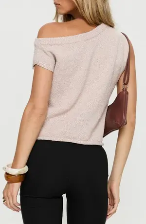 Princess Polly Ashfield One-shoulder Crop Sweater - Oat