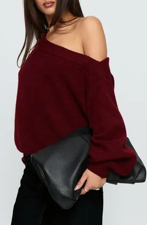 Princess Polly One-shoulder Sweater - Red