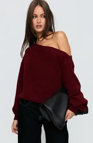 Princess Polly One-shoulder Sweater - Red