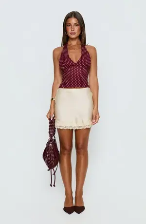 Princess Polly Lace Trim Satin Mini Skirt