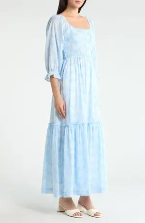 SUGARLIPS Aubry Smocked Ruffle Hem Maxi Dress