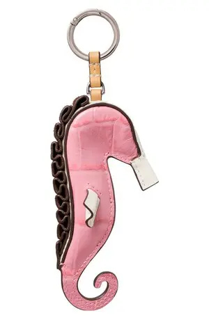 Tory Burch Seahorse Leather Key Fob - Rose Sunset