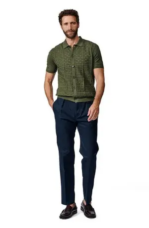 AUBIN Manor Textured Button Through Polo