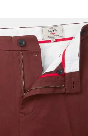 AUBIN Pasmore Slim Leg Suit Trousers - Brown