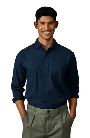 Aubin Grainsby Linen Cotton Relaxed Shirt - Navy