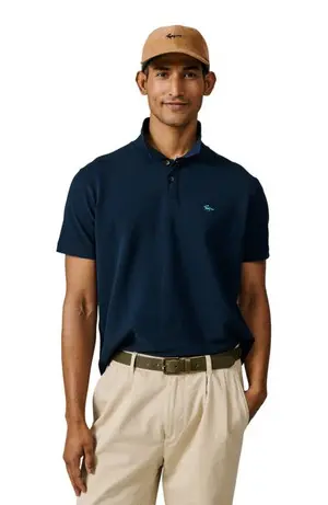 Aubin Lusby Short Sleeve Pique Polo Shirt - Navy