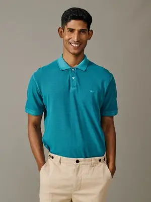 Aubin Lusby Short Sleeve Pique Polo Shirt - Washed Jade