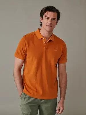 Aubin Lusby Short Sleeve Pique Polo Shirt - Washed Orange