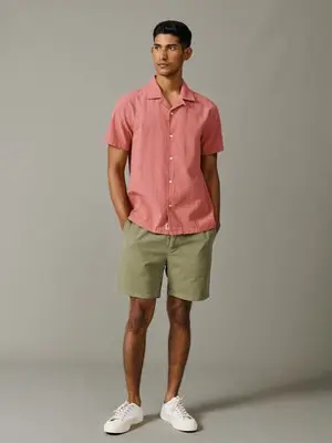 AUBIN Seersucker Linen Short Sleeve Shirt - Rose