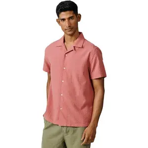 Aubin Seersucker Linen Short Sleeve Shirt - Rose