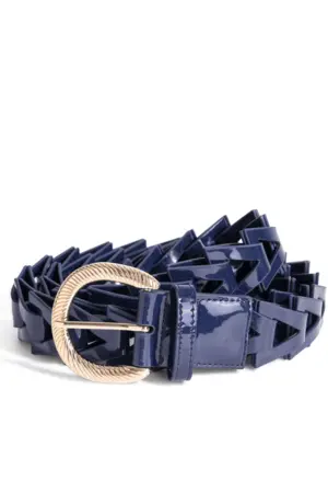 JURGI Patent Leather Triangle Loop Belt - Navy