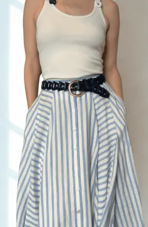 JURGI Patent Leather Triangle Loop Belt - Navy