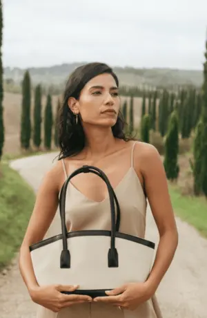 JURGI Canvas Tote With Leather Trim
