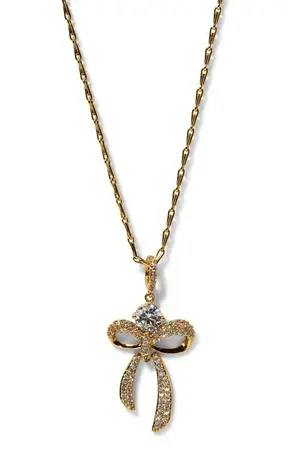 Nadri Eros Bow Pendant Necklace - Gold