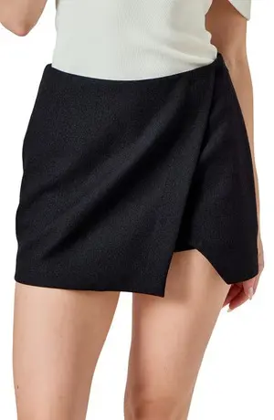 Endless Rose Asymmetrical Tweed Mini Skirt