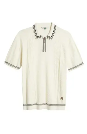 MALBON Navarro Textured Cotton Zip Polo - Cream