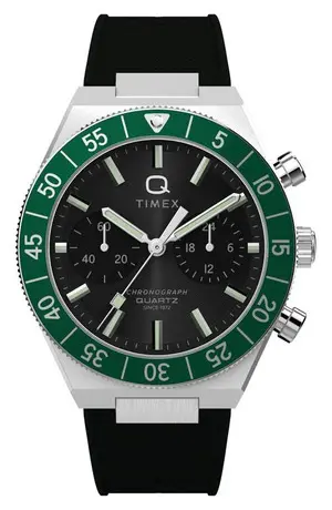 Timex® Timex Chronograph Stainless Steel And Silicone Strap Watch - Silverone