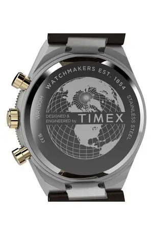 Timex® Timex Chronograph Leather Strap Watch - Silver-tone