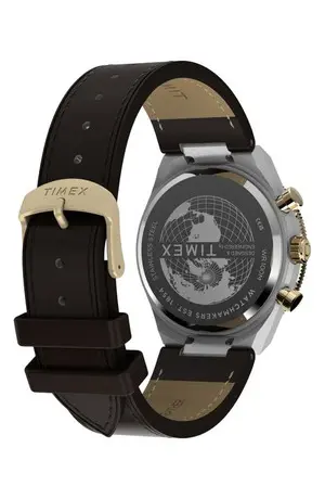Timex® Timex Chronograph Leather Strap Watch - Silver-tone