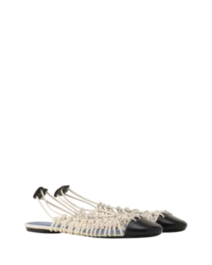 LANVIN Braided Leather Slingback Ballerinas
