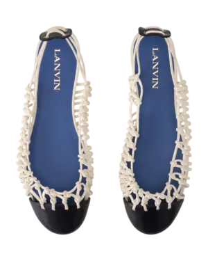 LANVIN Braided Leather Slingback Ballerinas