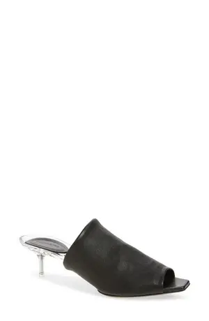 COURREGES Leather Slide Sandal With Transparent Sole - Black