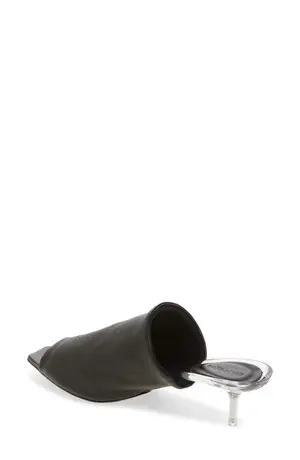 COURREGES Leather Slide Sandal With Transparent Sole - Black