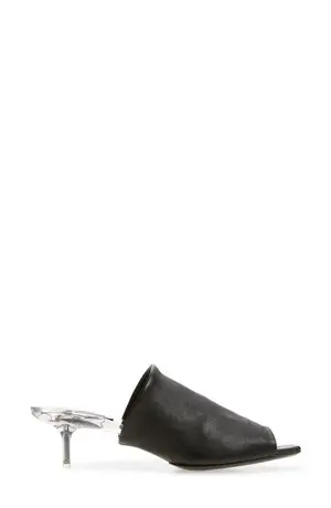 COURREGES Leather Slide Sandal With Transparent Sole - Black