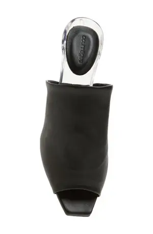 COURREGES Leather Slide Sandal With Transparent Sole - Black