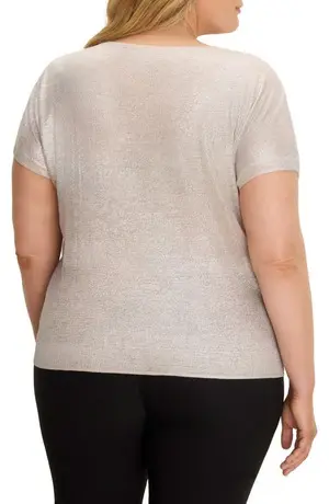 NIC+ZOE Glazed Feather Knit Short Sleeve Sweater